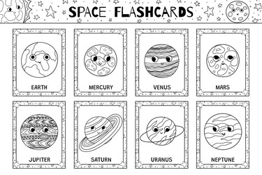 Professions flashcards black and white collection Vector Image