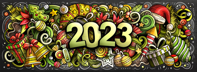 New year party 2023 doodle elements in white Vector Image