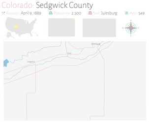 Map of sedgwick county in colorado Royalty Free Vector Image