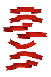 Set of red flat ribbons isolated on white Vector Image