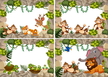 Set of animal nature frame Royalty Free Vector Image