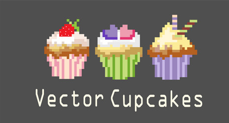 Pixel art cupcakes Royalty Free Vector Image - VectorStock