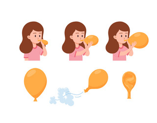 Little boy inflates balloon rubber balloon Vector Image
