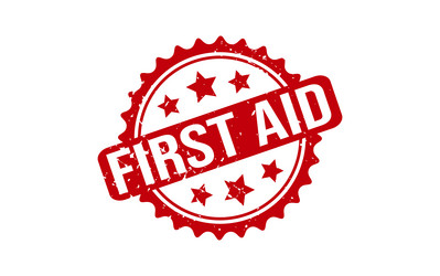 First aid stamp seal Royalty Free Vector Image