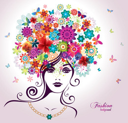 Woman face flowers Royalty Free Vector Image - VectorStock