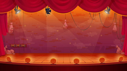 Cartoon theater stage with red curtains Royalty Free Vector