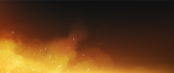 Realistic fire with sparks and smoke Royalty Free Vector