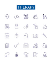 Therapy line icons signs set design collection Vector Image