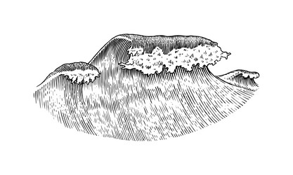 Atlantic tidal waves vintage old engraved hand Vector Image