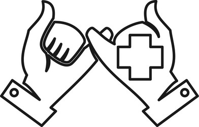 Health cross commitment teamwork together outline Vector Image