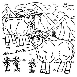 Sheep animal isolated coloring page for kids Vector Image