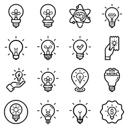 Idea flat icon set isolated on white background Vector Image