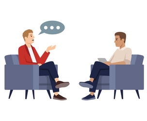 Conversation between two people cartoon Royalty Free Vector