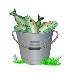 Fish bucket icon isolated on white background Vector Image