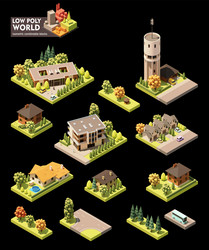 Isometric small town map Royalty Free Vector Image