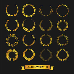 Golden laurel wreath collection Royalty Free Vector Image