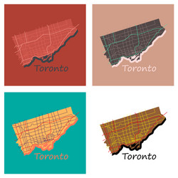 Set of flat color map toronto canada city plan Vector Image
