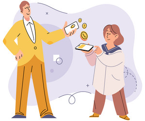 Customer pay with mobile phone app and pos Vector Image