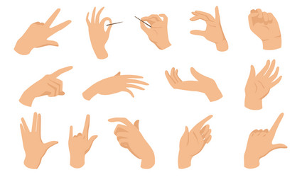 Flat hand gestures pointing human finger gesture Vector Image