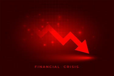 Stock market decline downfall red falling arrow Vector Image