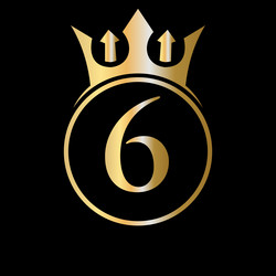 Letter 6 crown logo Royalty Free Vector Image - VectorStock