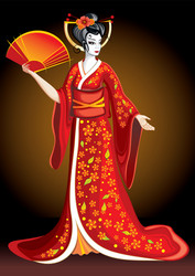 Pretty geisha cartoon Royalty Free Vector Image