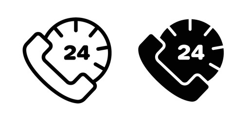 24 7 emergency call services icon set 24h Vector Image