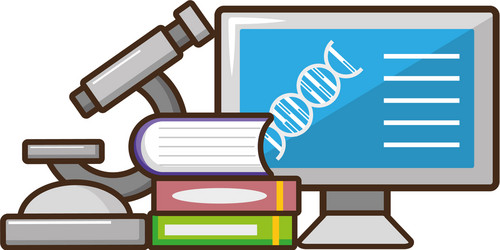 Computer microscope laboratory science Royalty Free Vector