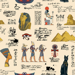 Seamless background on ancient egypt theme Vector Image