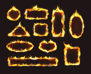Ring fire flame burning different shapes frames Vector Image