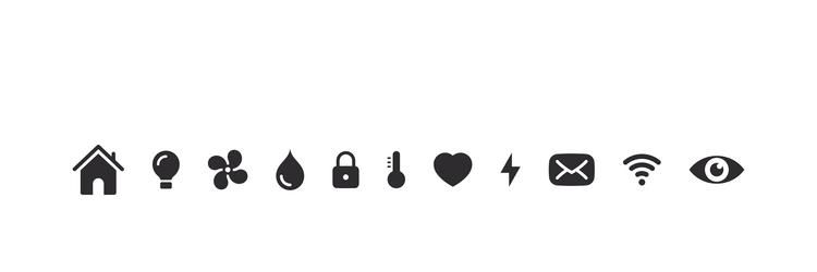 Smart home interface icons home control Royalty Free Vector