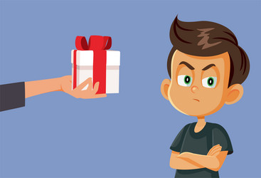 Cartoon happy boy get christmas gift Royalty Free Vector