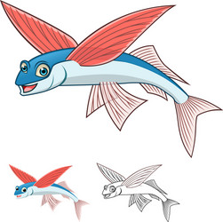 Graphic flying fish collection Royalty Free Vector Image