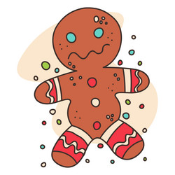 Gingerbread man cookie jumping cartoon Royalty Free Vector