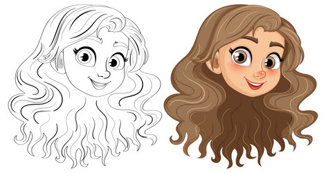 Smiling girl with beautiful brown long hair Vector Image