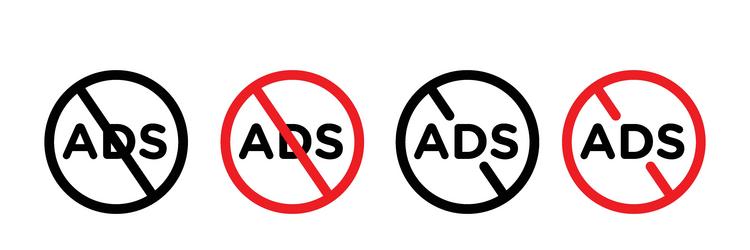 Ad blocker icon set ban and stop add symbol Vector Image