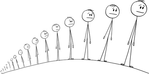 Cartoon of line people waiting in queue Royalty Free Vector