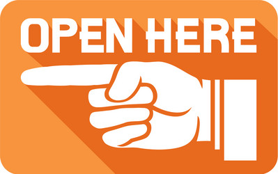 Open here sign icon set Royalty Free Vector Image