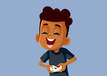 Boy game cute geeky character playing video games Vector Image