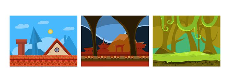 Mobile game horizontal backgrounds and scenery Vector Image