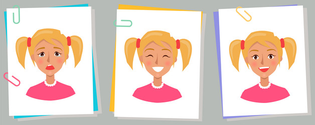 Set of positive and negative face expressions Vector Image