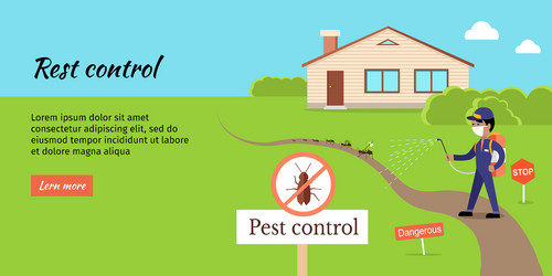 Pest control banner design flat Royalty Free Vector Image