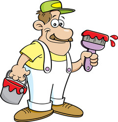 Painting worker cartoon Royalty Free Vector Image