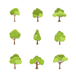 Old tree icon cartoon green woodland plant Vector Image