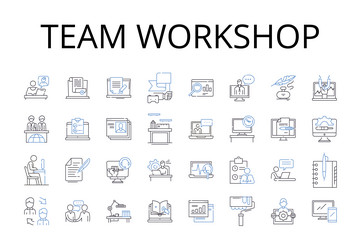 Team workshop line icons collection group Vector Image
