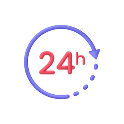 3d clock icon 24 hours passage of time Royalty Free Vector