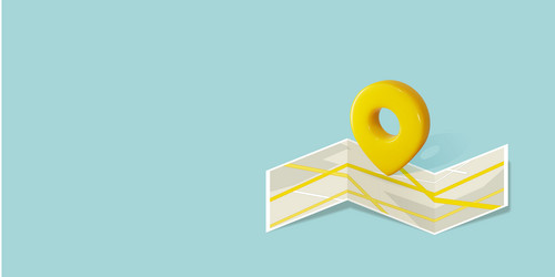 Locator mark on city map shows destination Vector Image