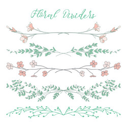Dividers with branches plants and flowers Vector Image