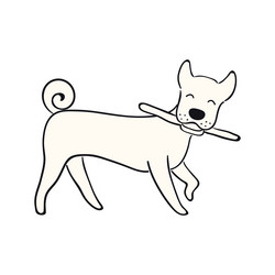 Cute cartoon dog carrying stick Royalty Free Vector Image