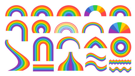 Rainbow icons set with different pictograms 3d Vector Image